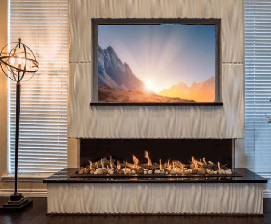Contemporary 3 sided Cozy Fireplace | LED Lit Fireplace – LEDHomeDecors.com