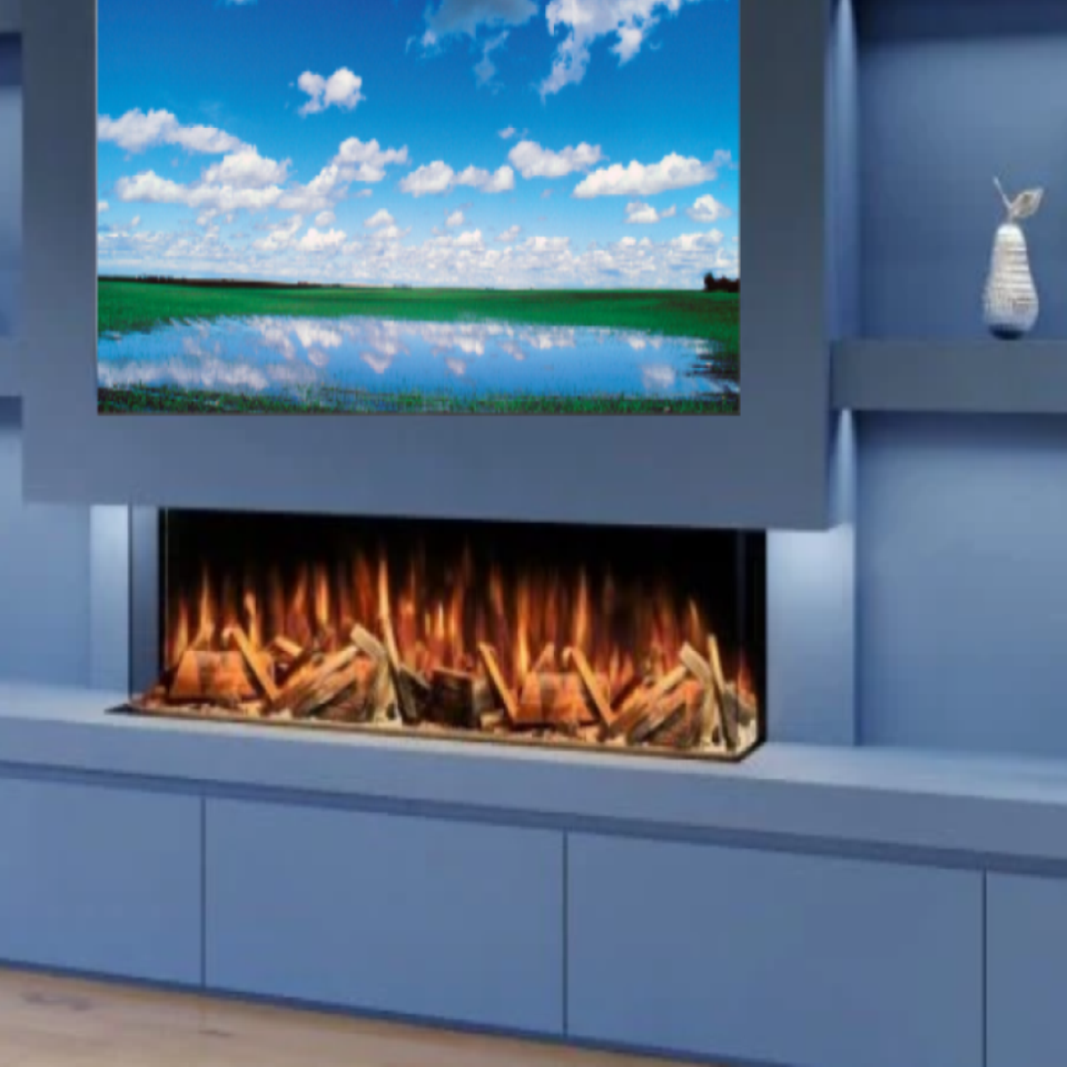 Contemporary 3 sided Cozy Fireplace | Home Friendly Fireplace Insert ...