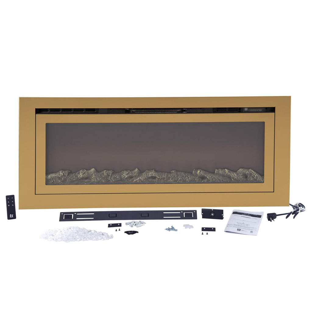 50"Deluxe Gold Electric Fireplace | Luxurious gold frame 50" Fireplace ...